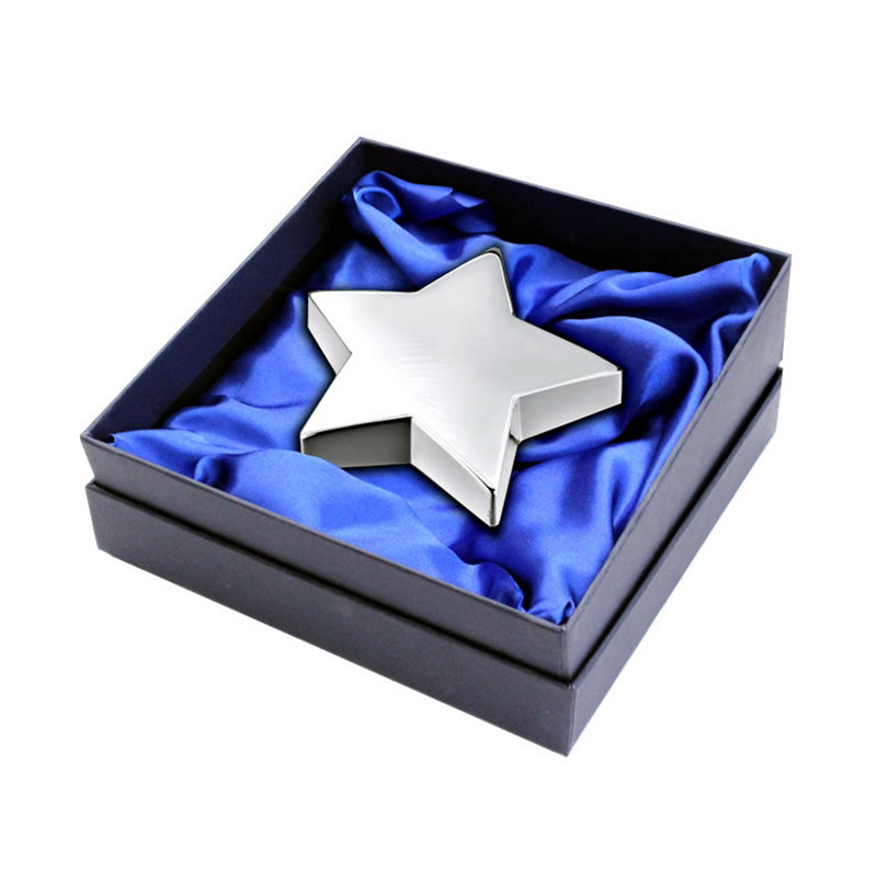 Chrome Plated 'Star' Paperweight in Deluxe Box - Business Gifts Supplier